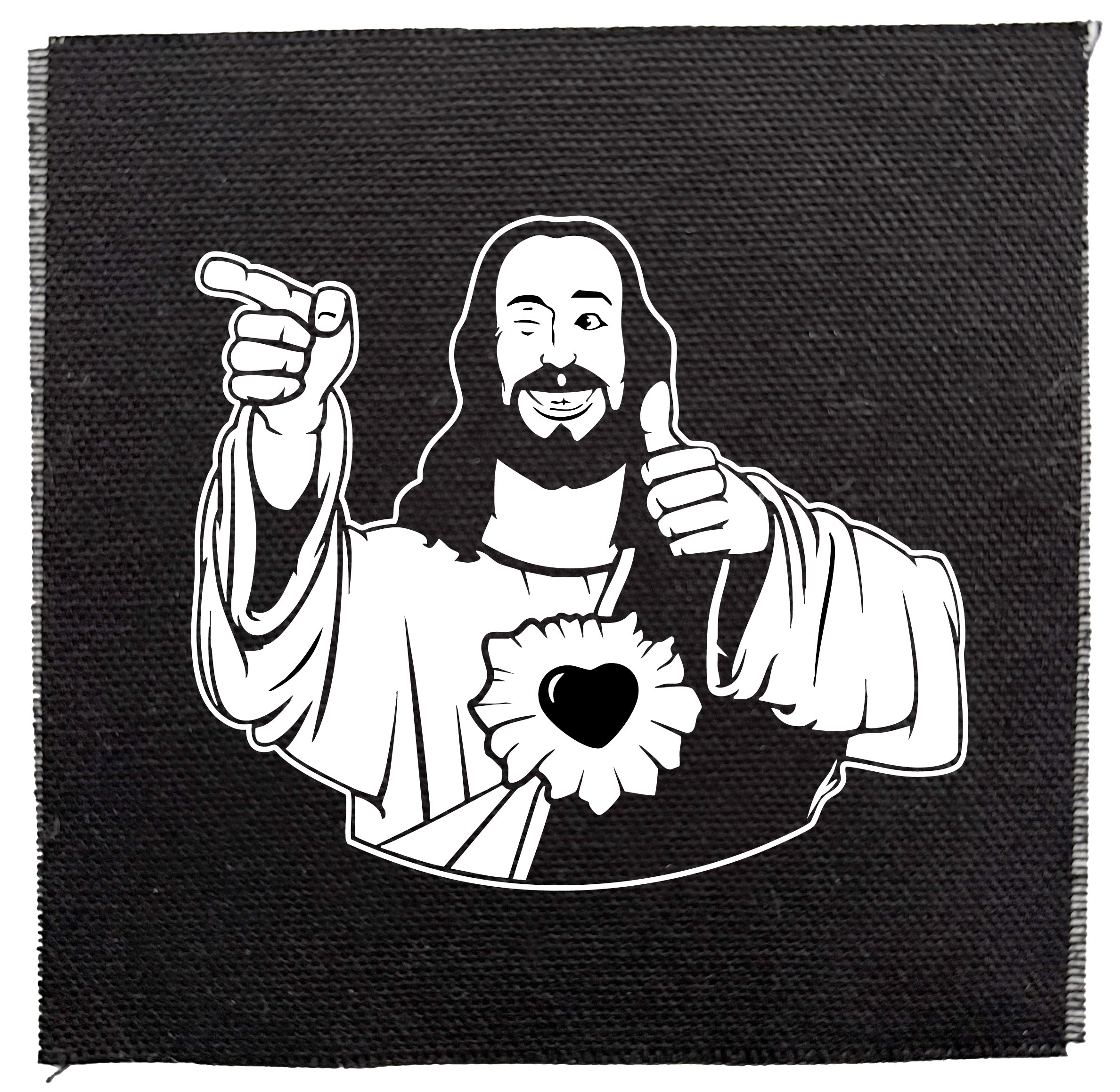 Buddy Christ Sew on Punk Patch Screen Print Duck Cotton – Geek Punk Store